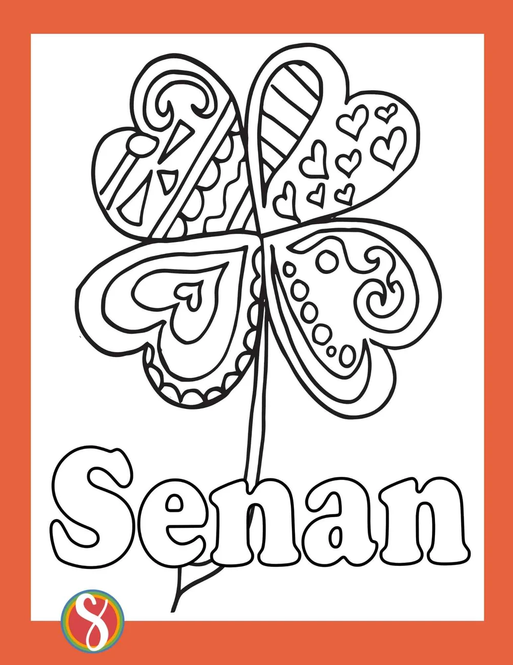 Free SENAN Name Coloring Pages — Stevie Doodles