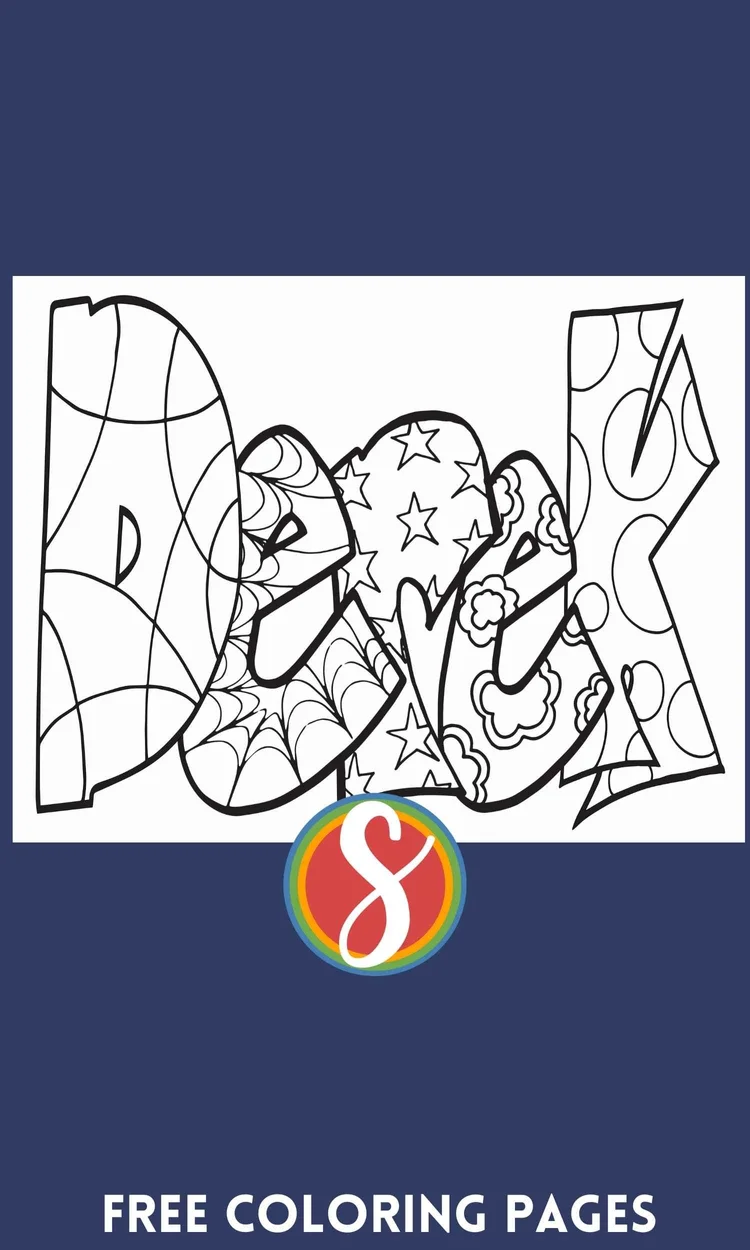 DEREK - free name coloring page from Stevie Doodles — Stevie Doodles