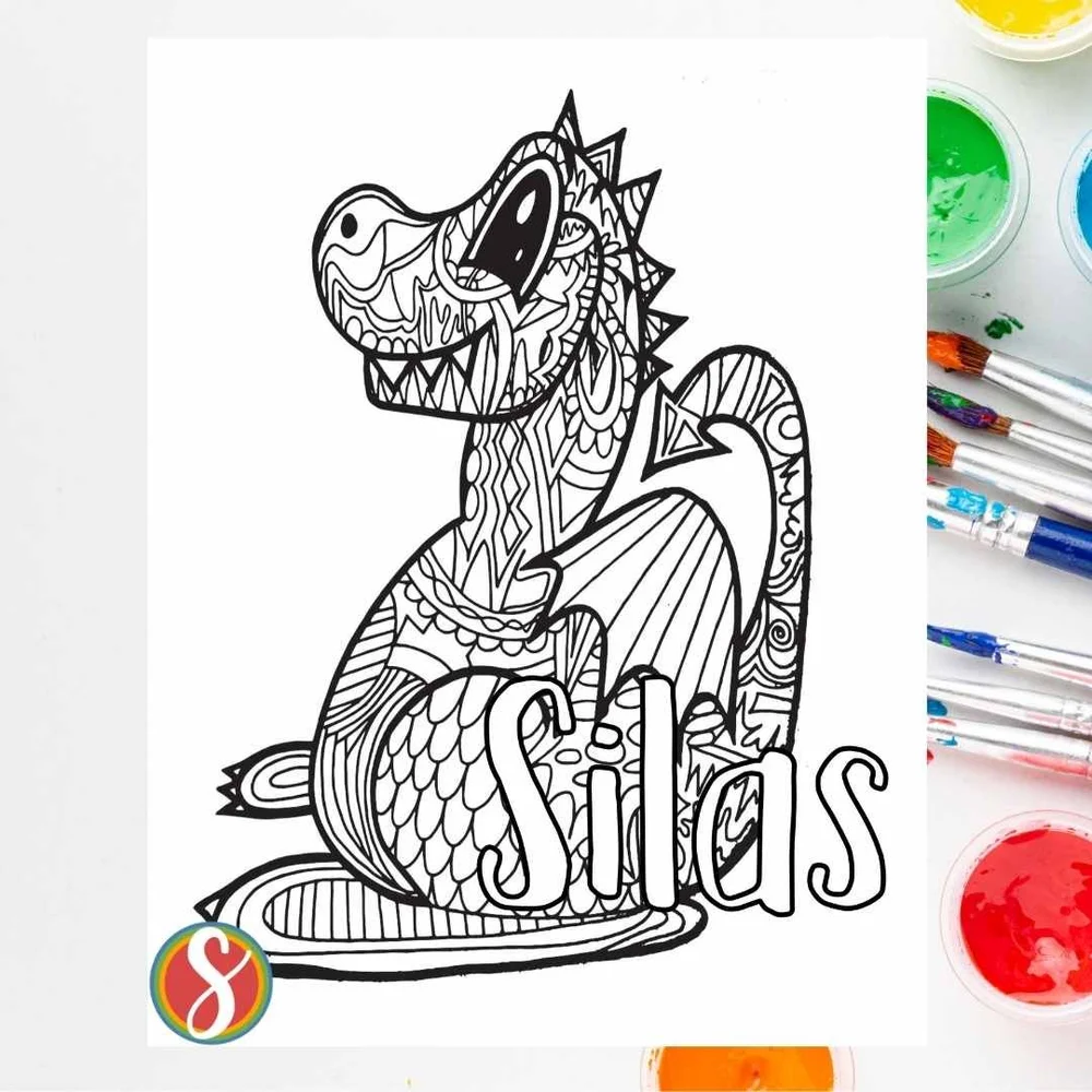 Free SILAS Name Coloring Page Printable — Stevie Doodles