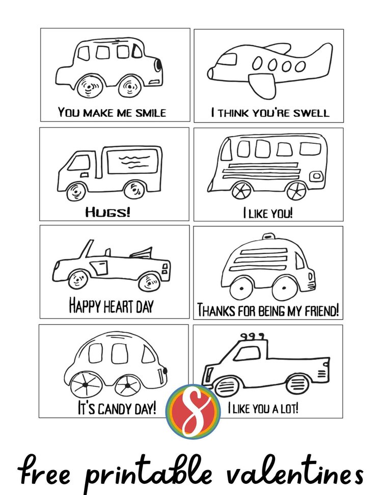 Free Printable Vehicles Valentines — Stevie Doodles