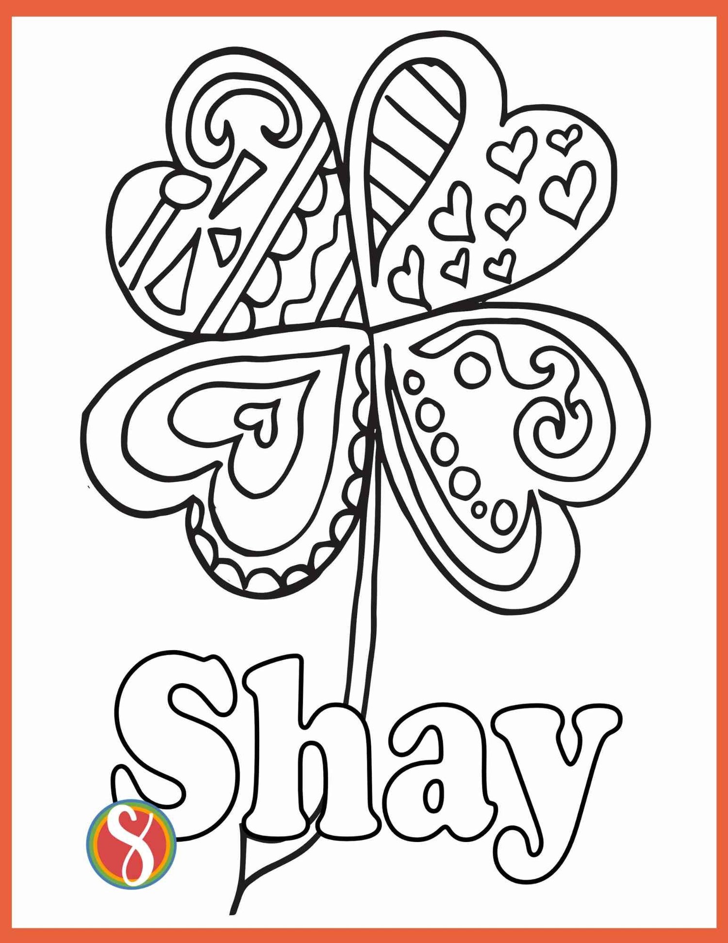 Free SHAY Name Coloring Pages — Stevie Doodles