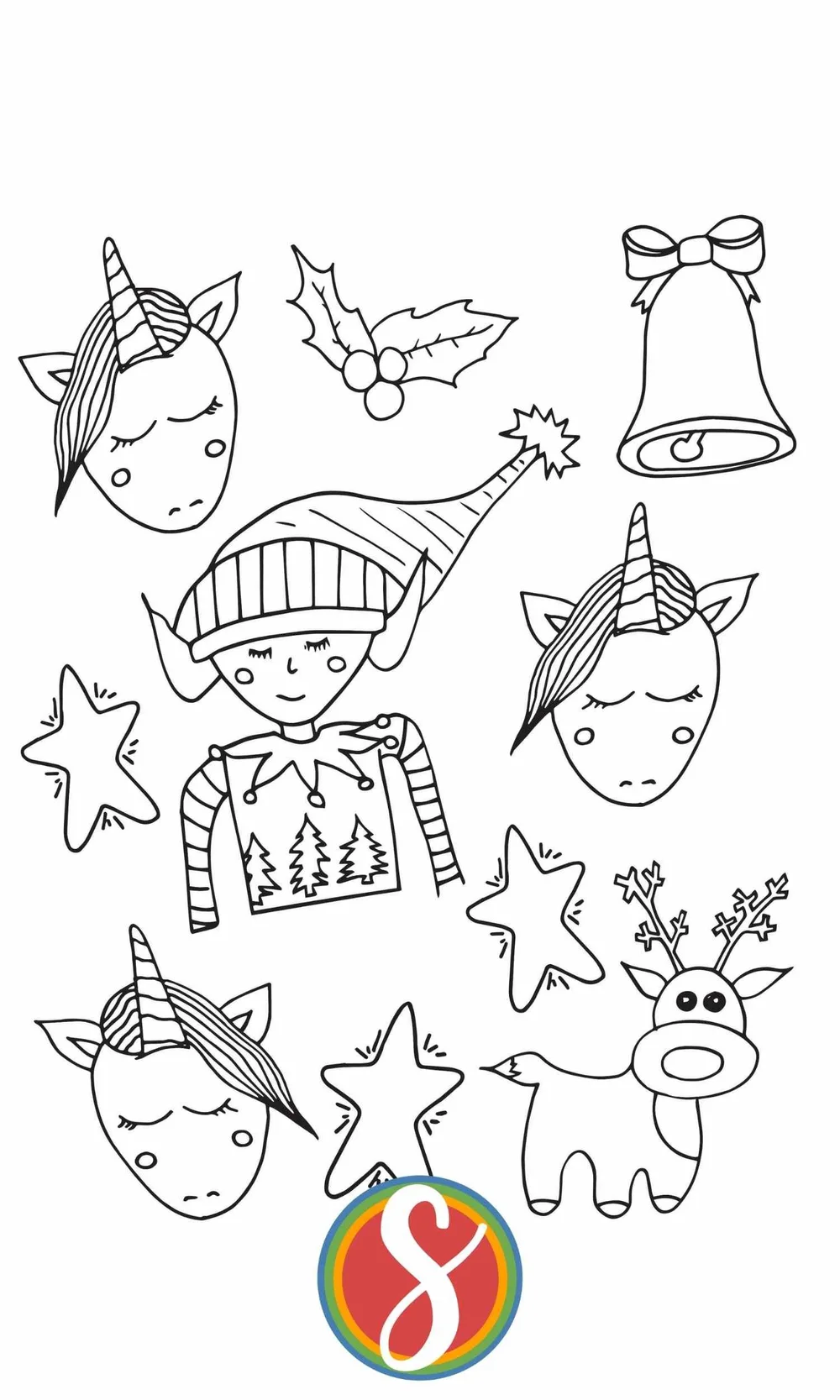 Free Reindeer Christmas Coloring Pages — Stevie Doodles