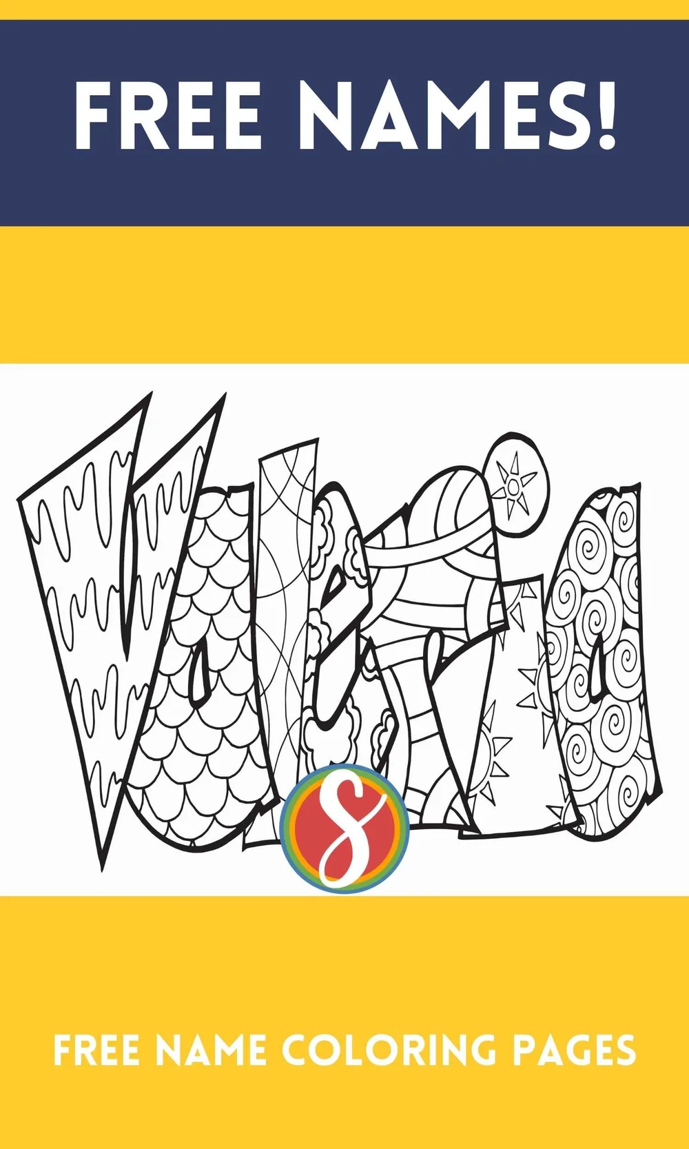 Free VALERIA Name Coloring Page Printable — Stevie Doodles