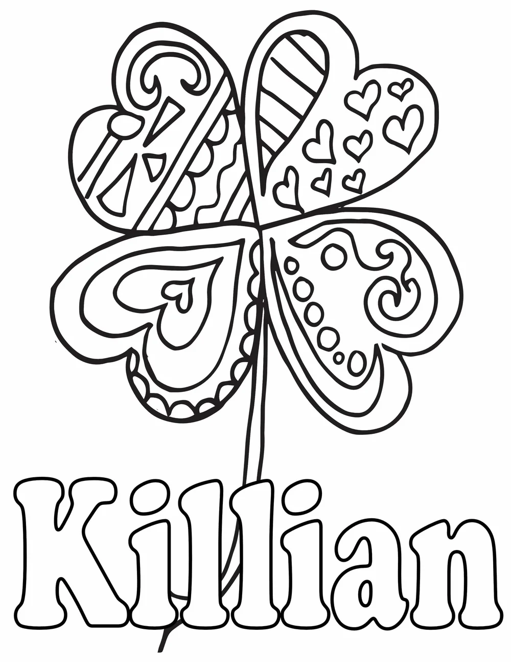 KILLIAN Free Name Coloring Page — Stevie Doodles