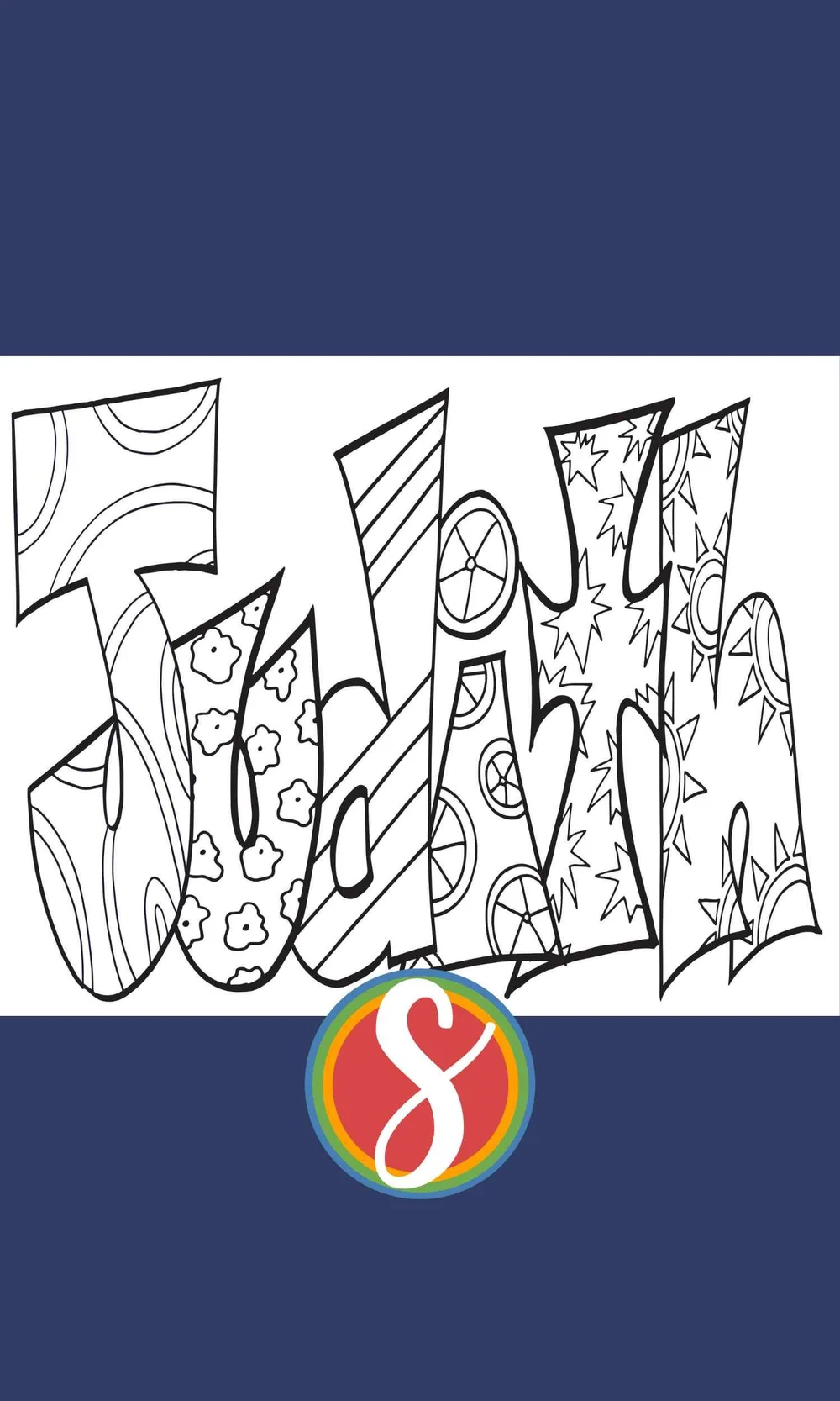 Free "JUDITH" Name Coloring Page — Stevie Doodles