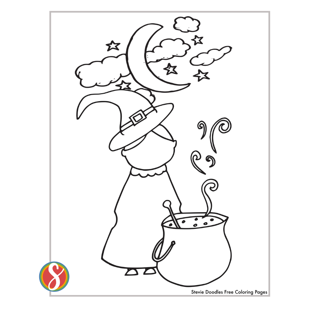 Free Witch Coloring Pages — Stevie Doodles