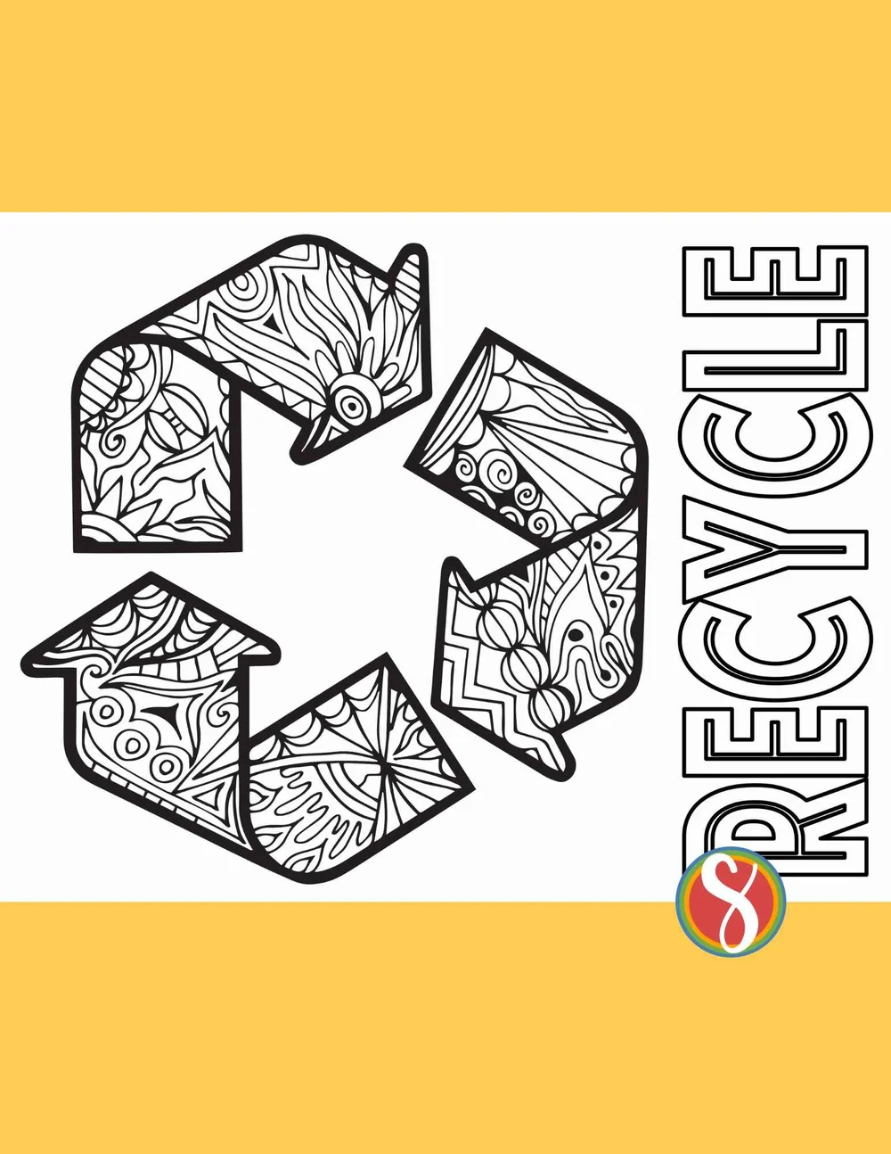 Free Reduce Reuse Recycle Coloring Pages — Stevie Doodles