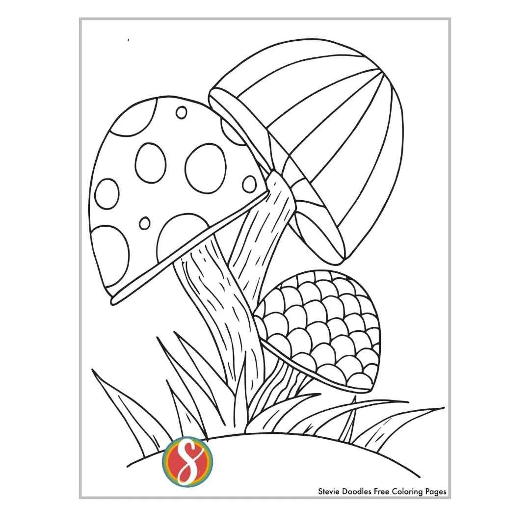 Free Mushroom Coloring Pages — Stevie Doodles