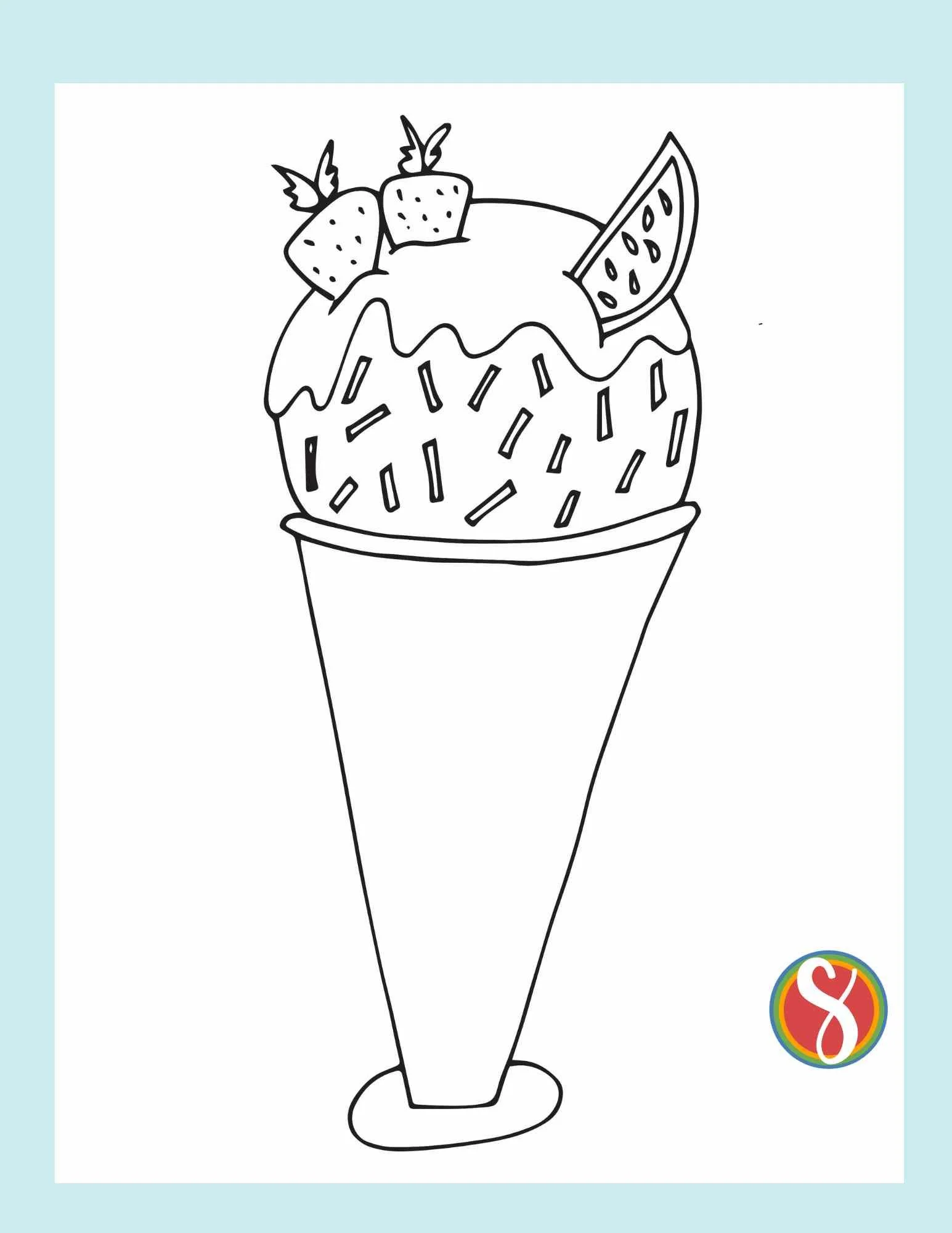 Free Ice Cream Sundae Coloring Page — Stevie Doodles