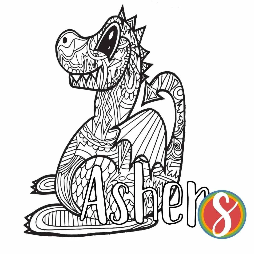 Free ASHER Coloring Page — Stevie Doodles