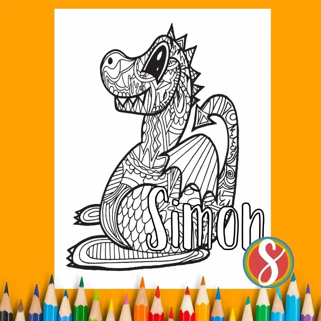 Free SIMON Name Coloring Page Printable — Stevie Doodles