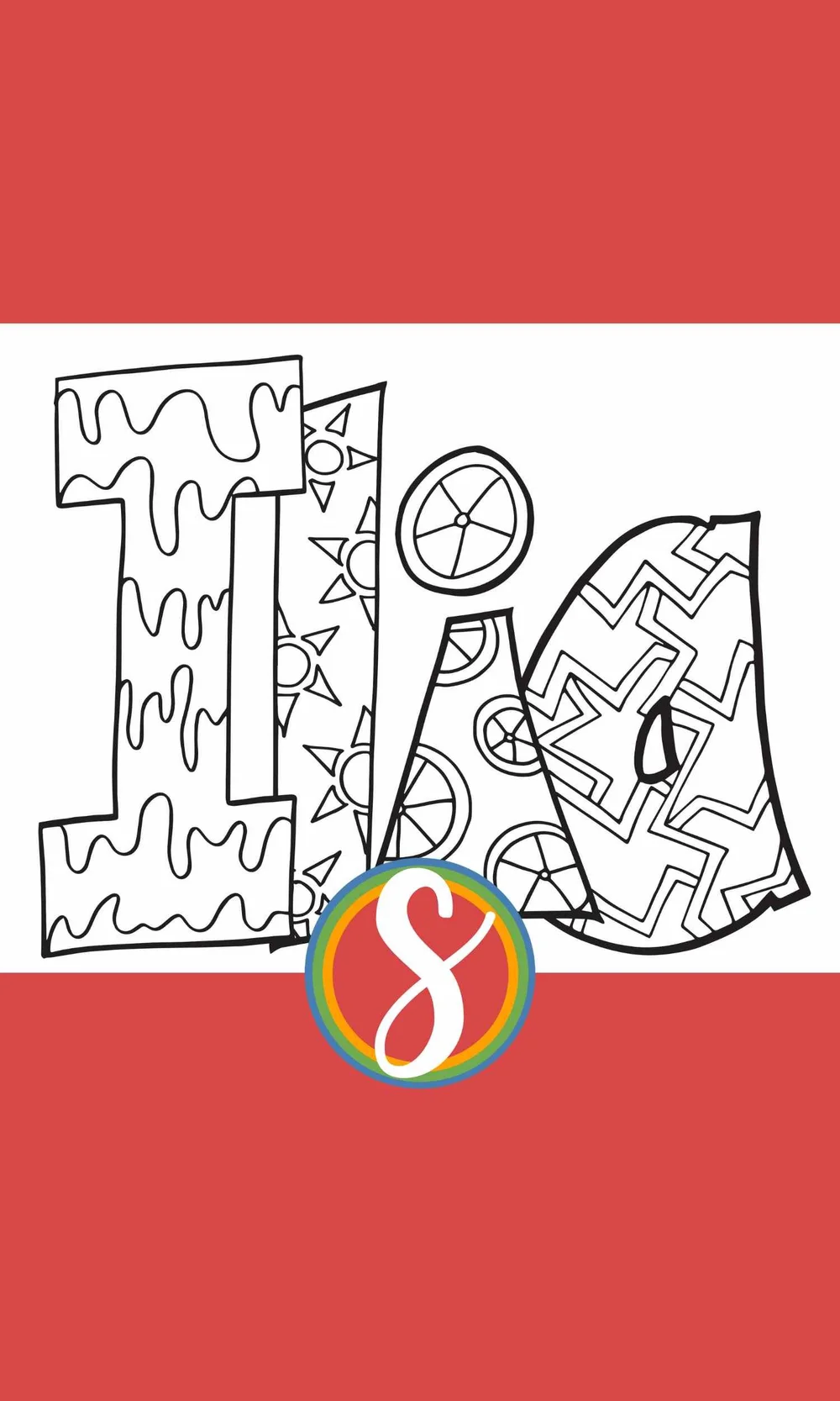Free "ILIA" Name Coloring Page — Stevie Doodles