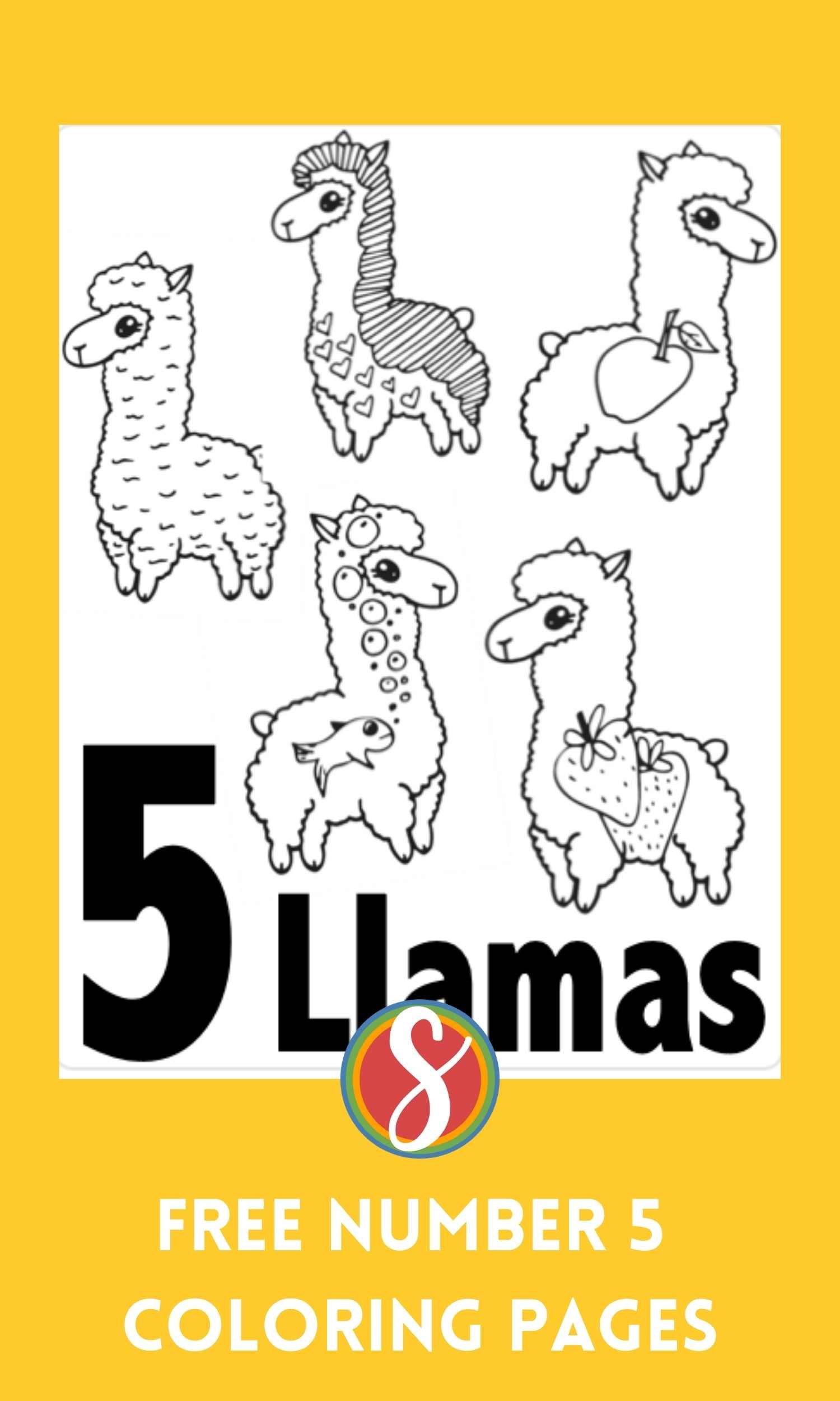 10 Free "Number 5" Coloring Pages — Stevie Doodles