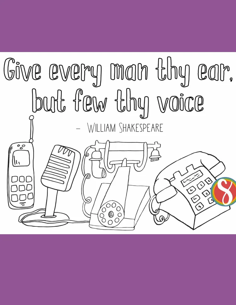 Free Shakespeare Quote Coloring Page — Stevie Doodles