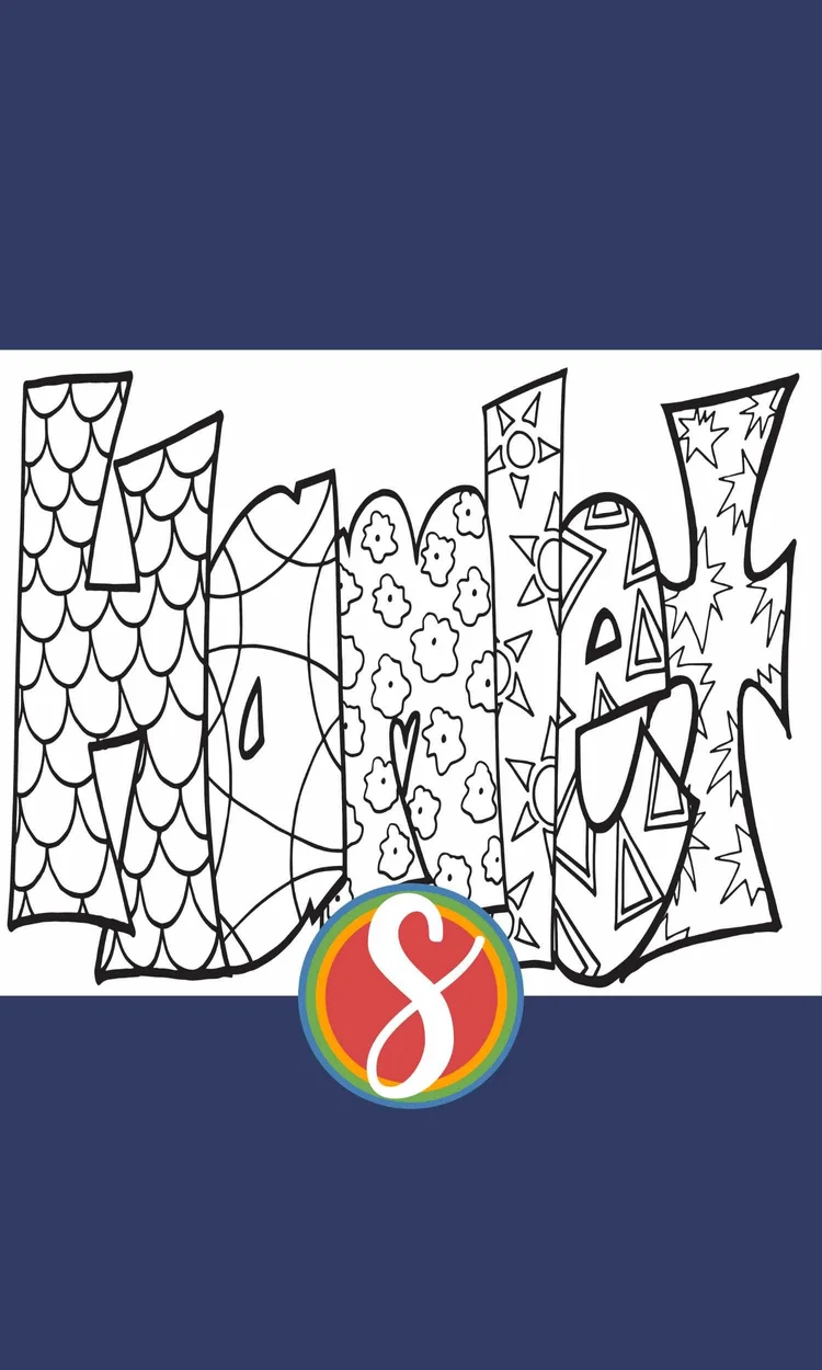 Free "Hamlet" Name Coloring Page — Stevie Doodles