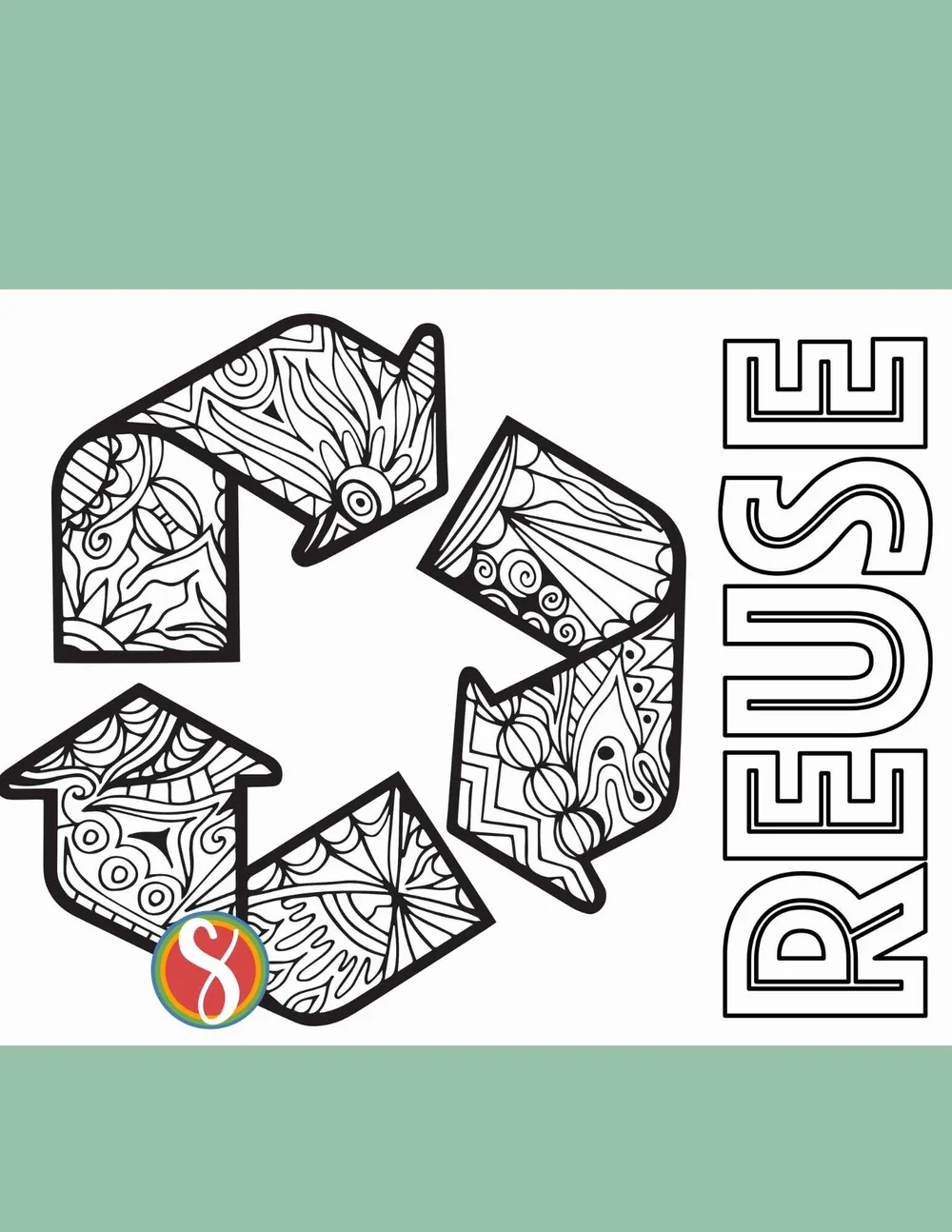 Free Reduce Reuse Recycle Coloring Pages — Stevie Doodles