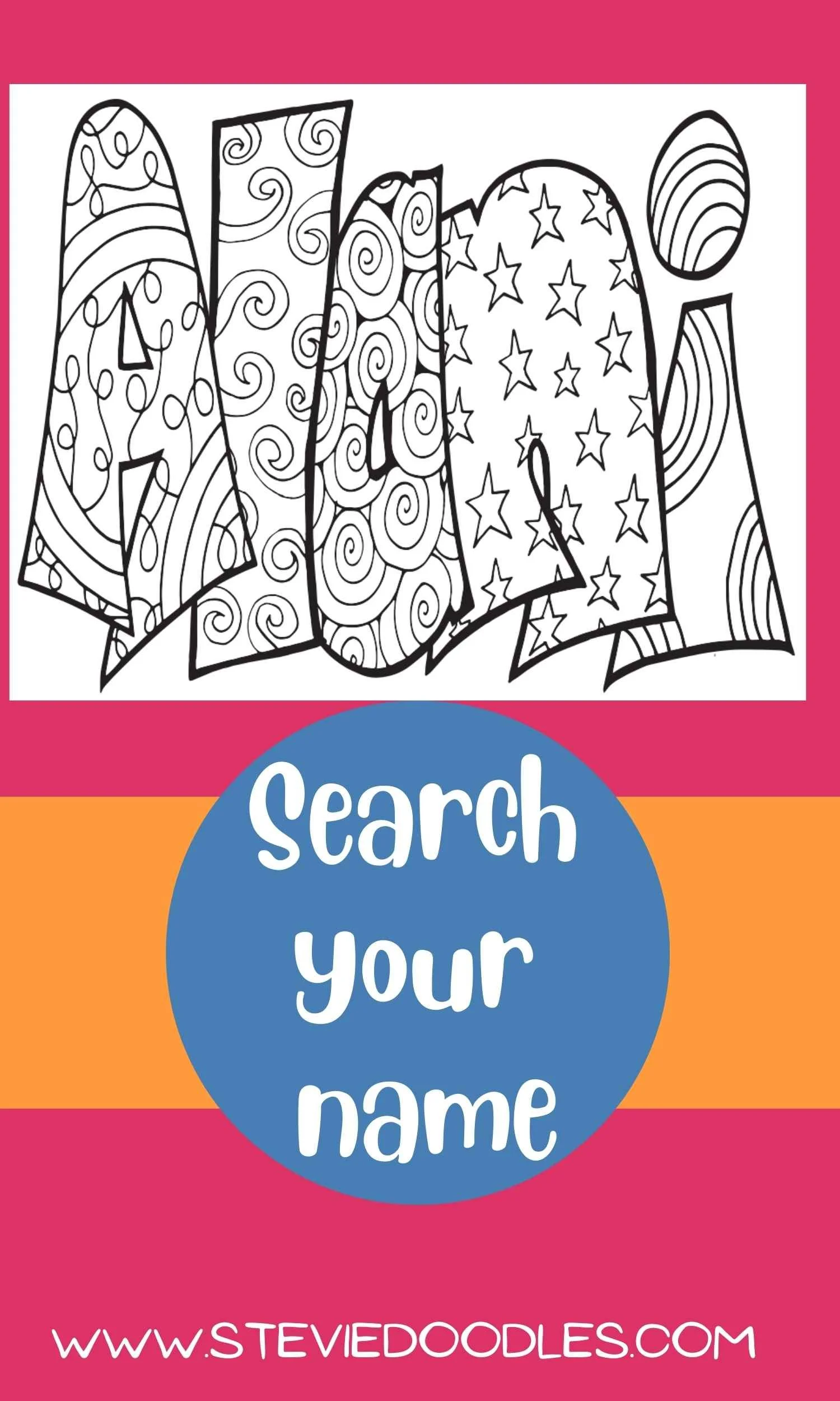ALANI Free Name Coloring Page — Stevie Doodles