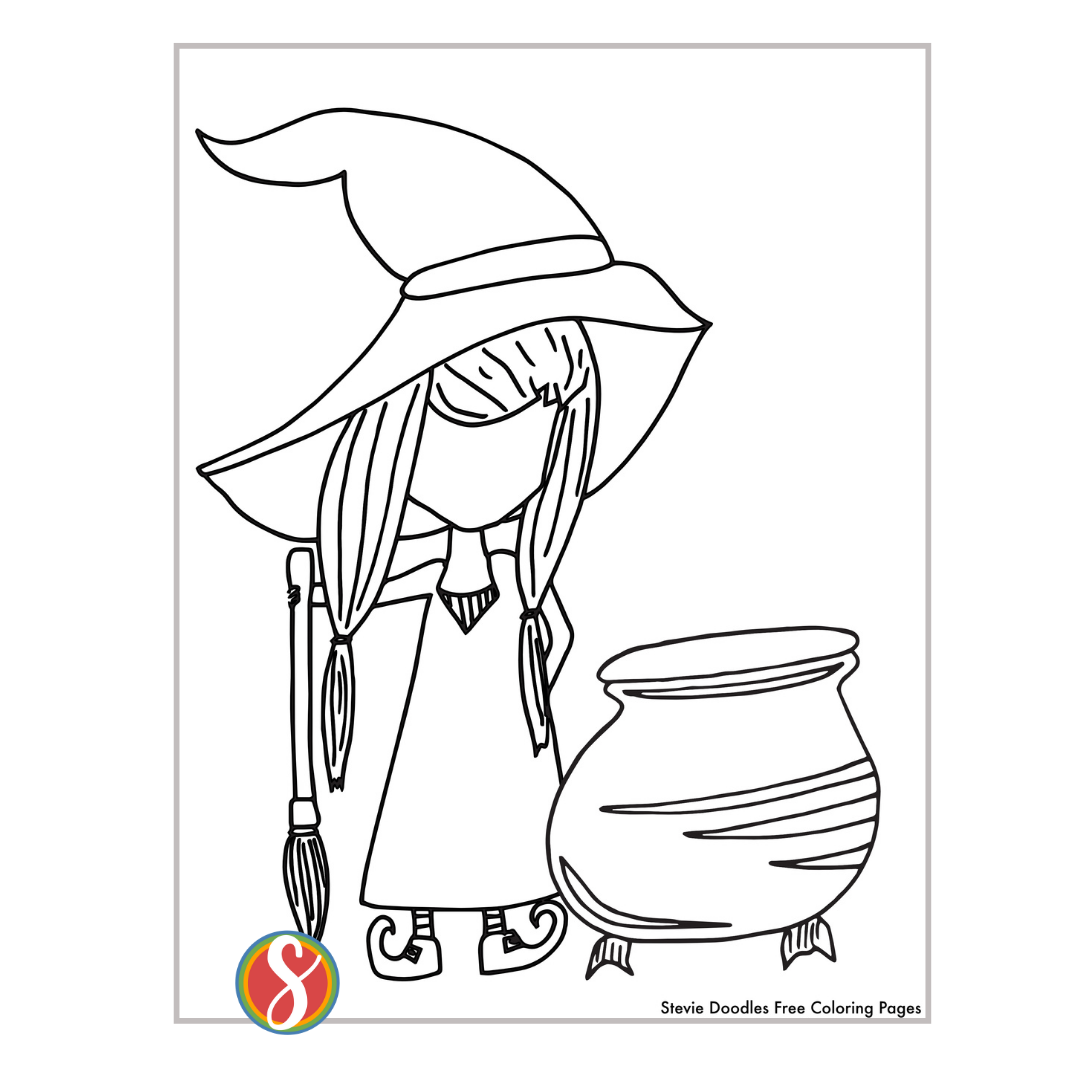 Free Witch Coloring Pages — Stevie Doodles