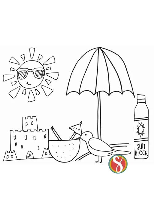 Free Beach Coloring Pages — Stevie Doodles