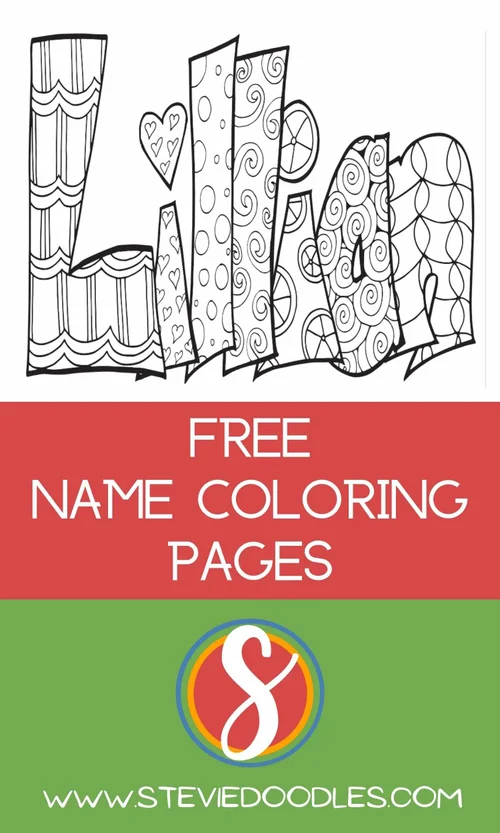 LILLIAN Free Name Coloring Page — Stevie Doodles