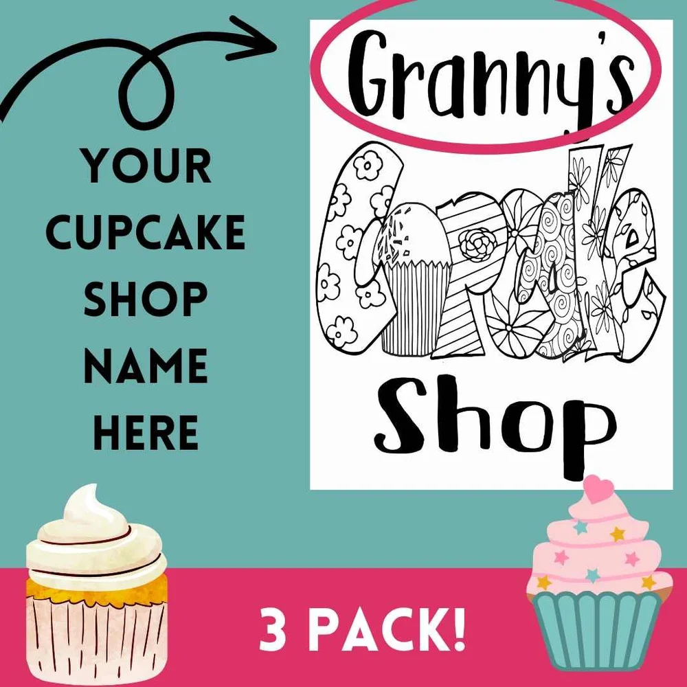 Custom Cupcake Coloring Pages - Cupcake Shop Marketing — Stevie Doodles