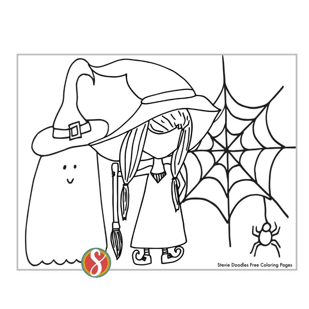 Free Witch Coloring Pages — Stevie Doodles