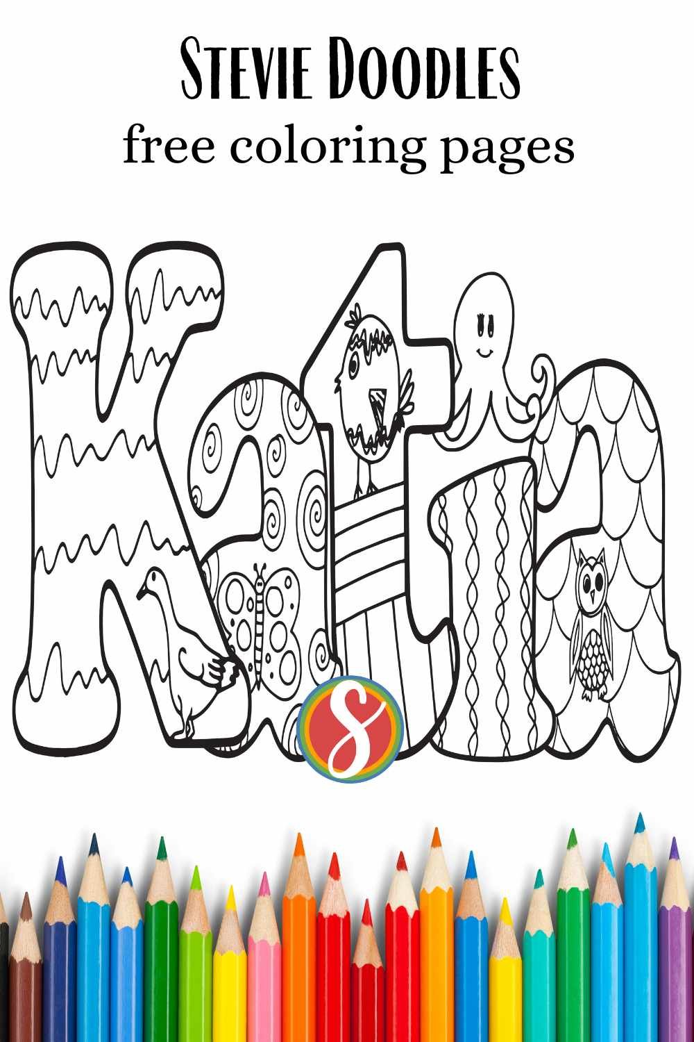KATIA Free Name Coloring Page — Stevie Doodles