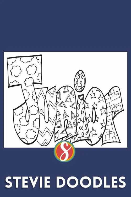 Free Junior Name Coloring Page — Stevie Doodles