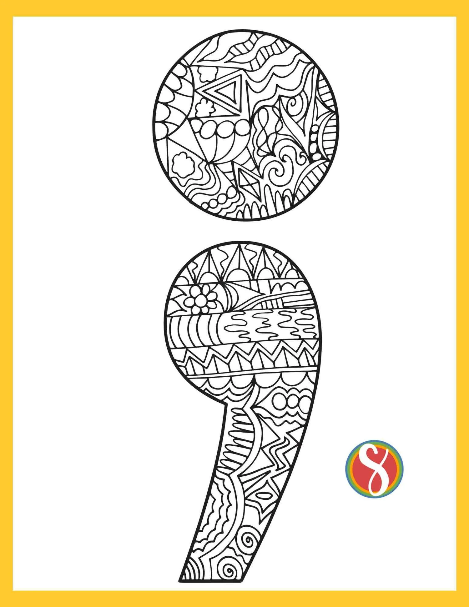Free Semicolon Coloring Pages — Stevie Doodles