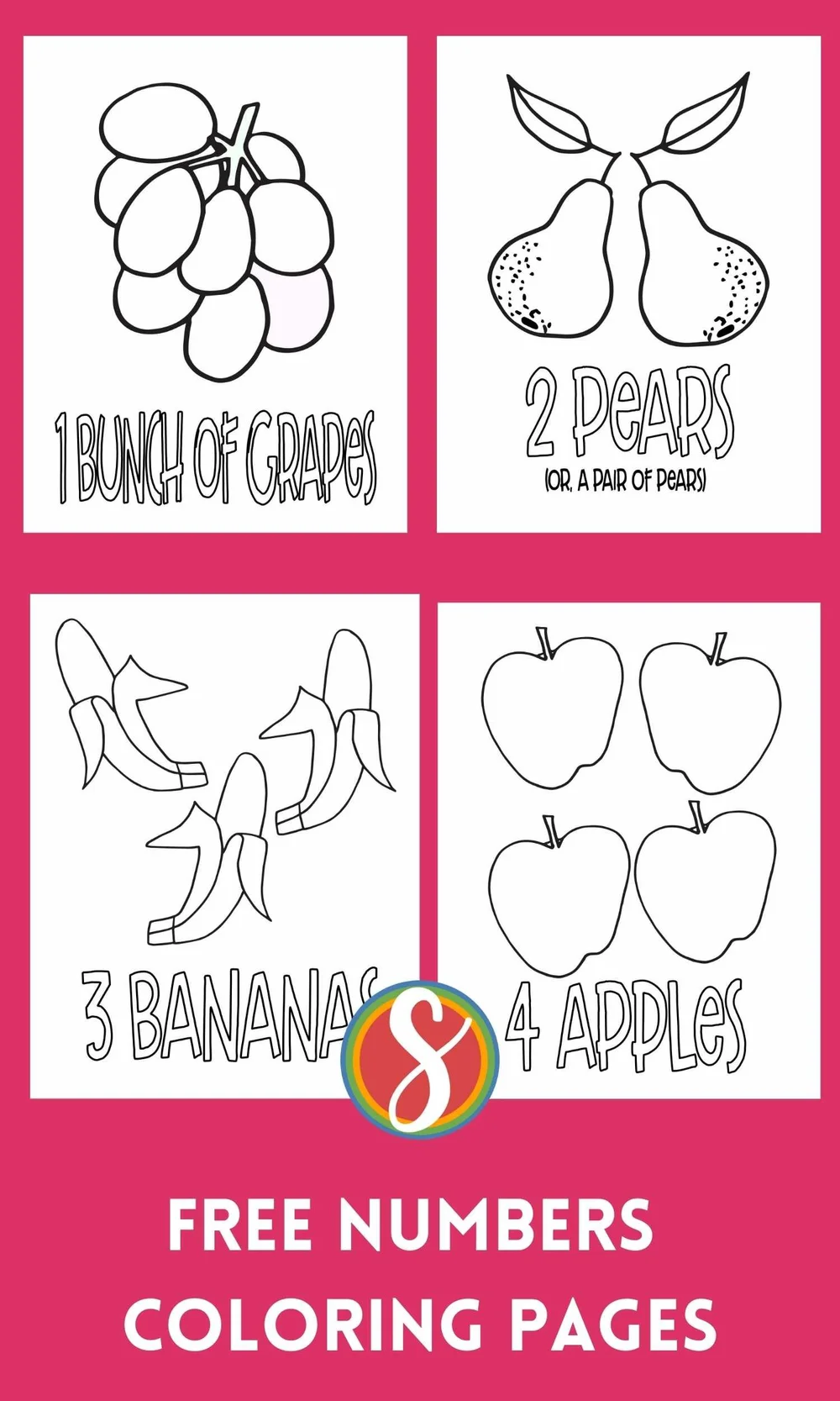 Free Numbers 1-10 Coloring Pages Fruit — Stevie Doodles