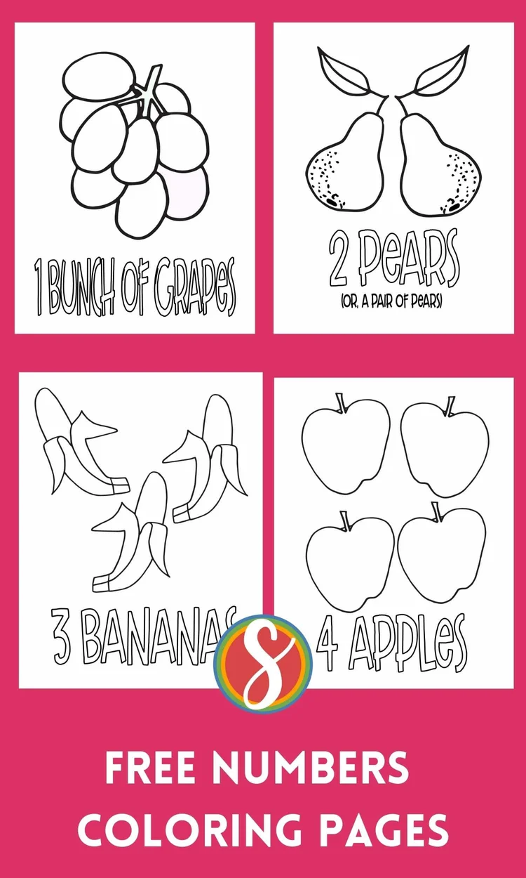 Free Numbers 1-10 Coloring Pages Fruit — Stevie Doodles