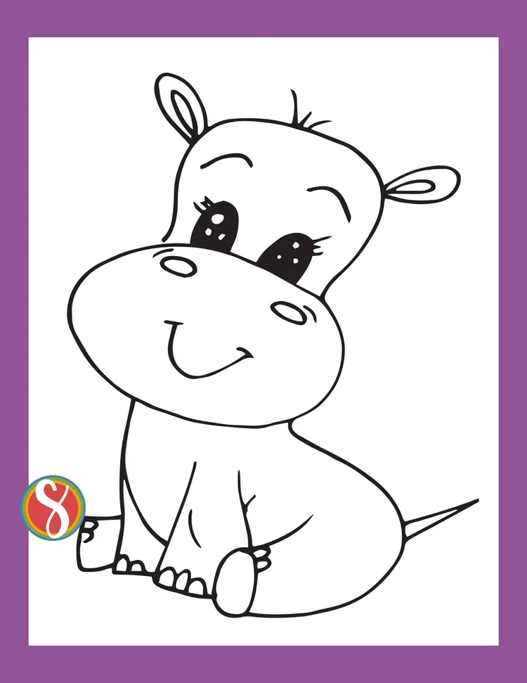 Free Hippo Coloring Pages — Stevie Doodles