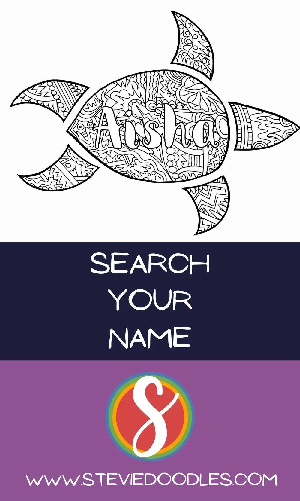 AISHA Free Name Coloring Page — Stevie Doodles