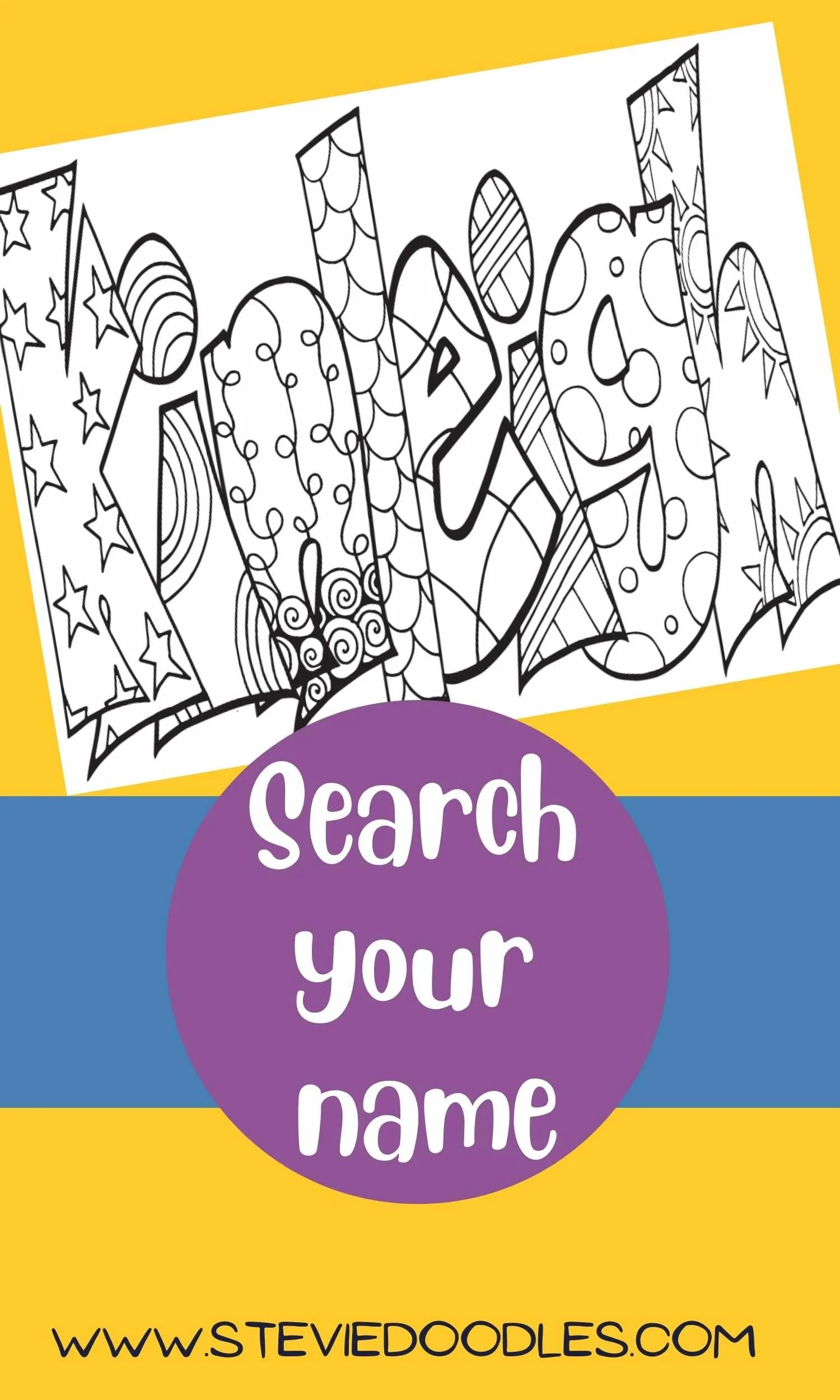 KINLEIGH Free Name Coloring Page — Stevie Doodles