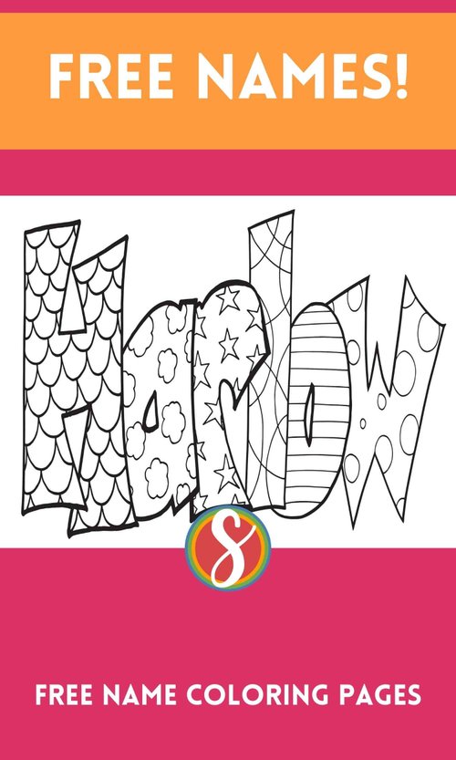 Free HARLOW Name Coloring Page Printable — Stevie Doodles