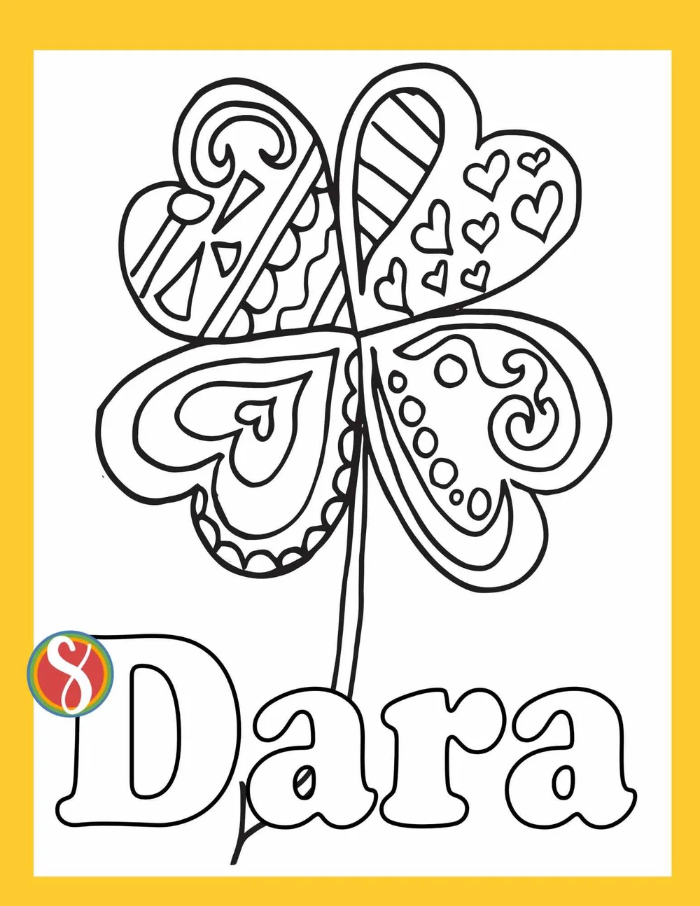 Free DARA Name Coloring Page Printable — Stevie Doodles