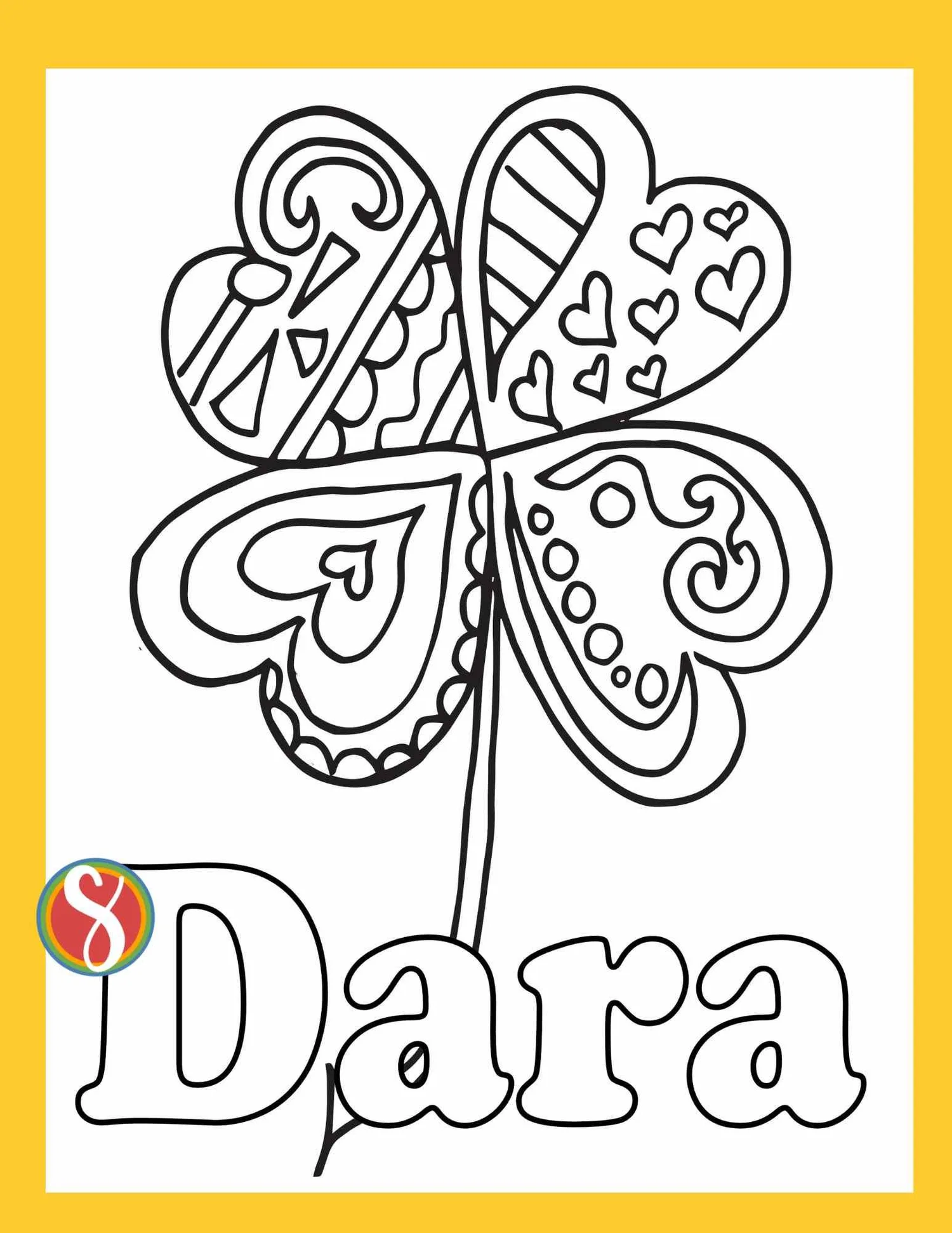 Free DARA Name Coloring Page Printable — Stevie Doodles