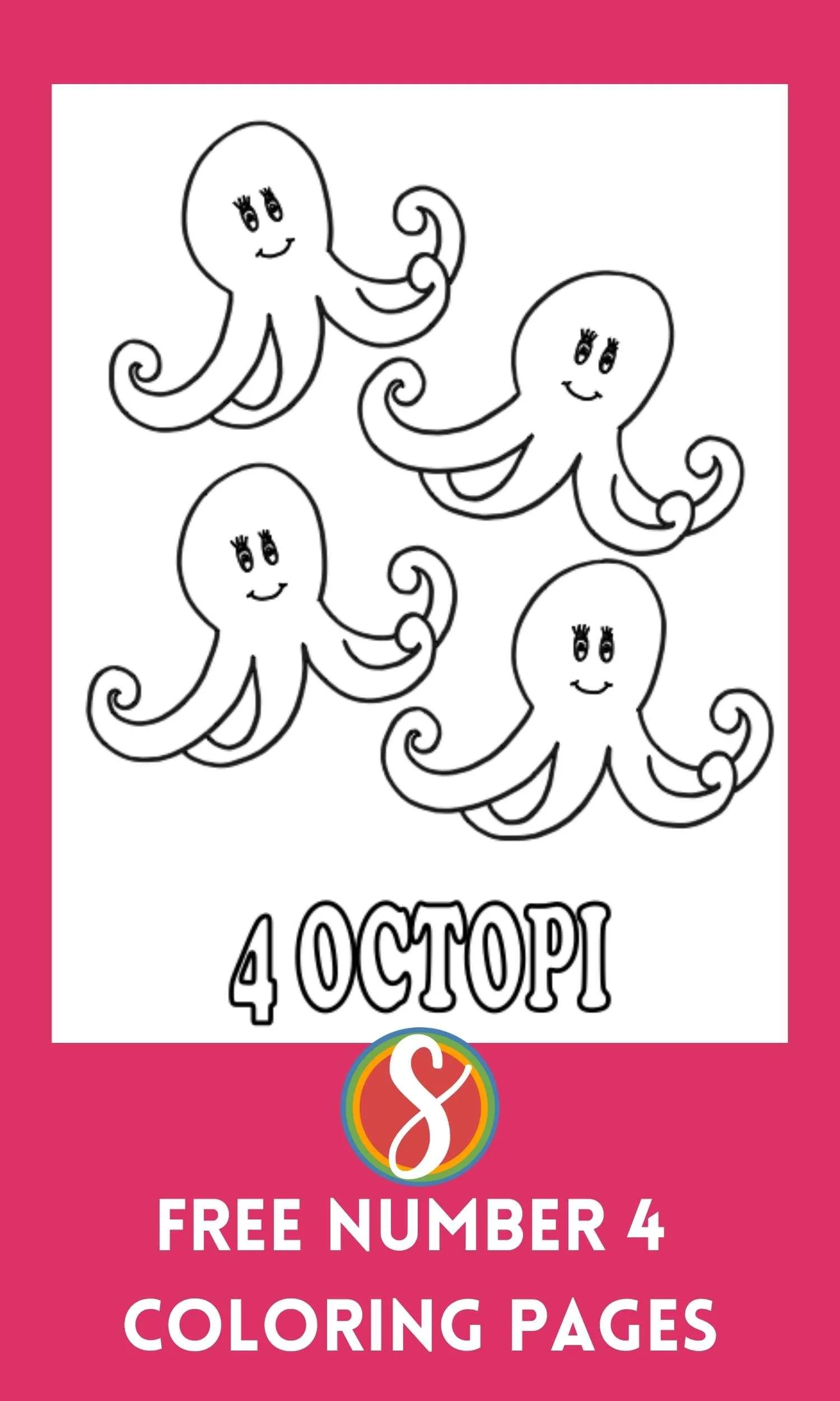 10 Free "Number 4" Coloring Pages — Stevie Doodles