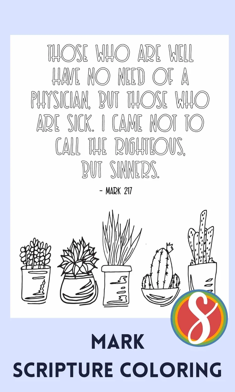 Free Mark Scripture Coloring Pages — Stevie Doodles