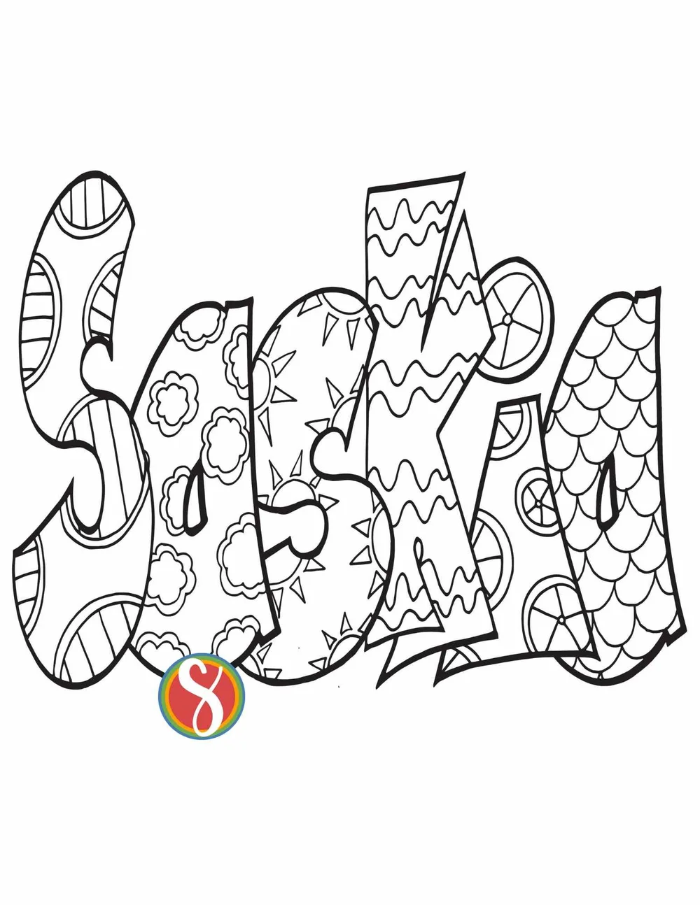 Free SASKIA Name Coloring Pages — Stevie Doodles