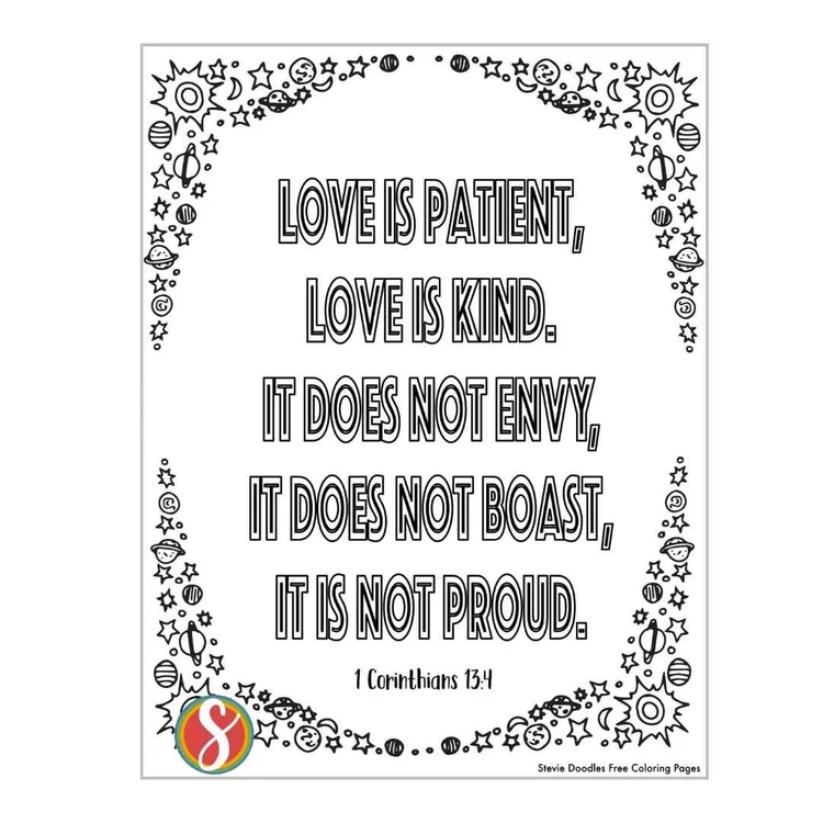 Love Bible Verse Coloring Pages — Stevie Doodles