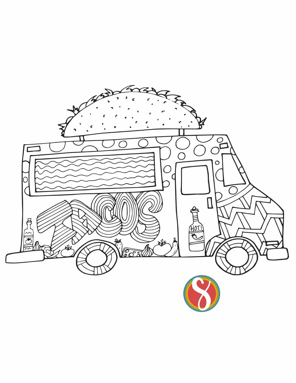 Taco Quote Coloring Pages — Stevie Doodles