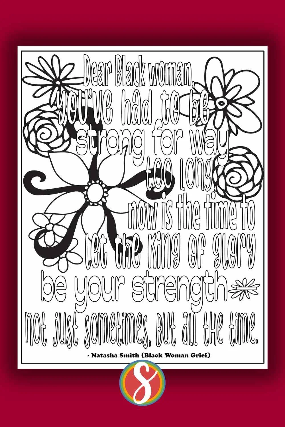 Black Woman Grief by Natasha Smith Coloring Pages — Stevie Doodles