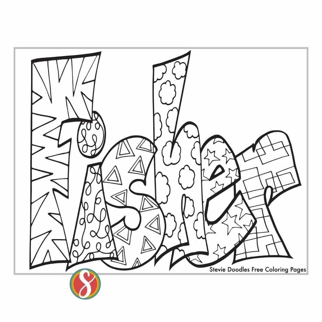 Free FISHER Coloring Page — Stevie Doodles