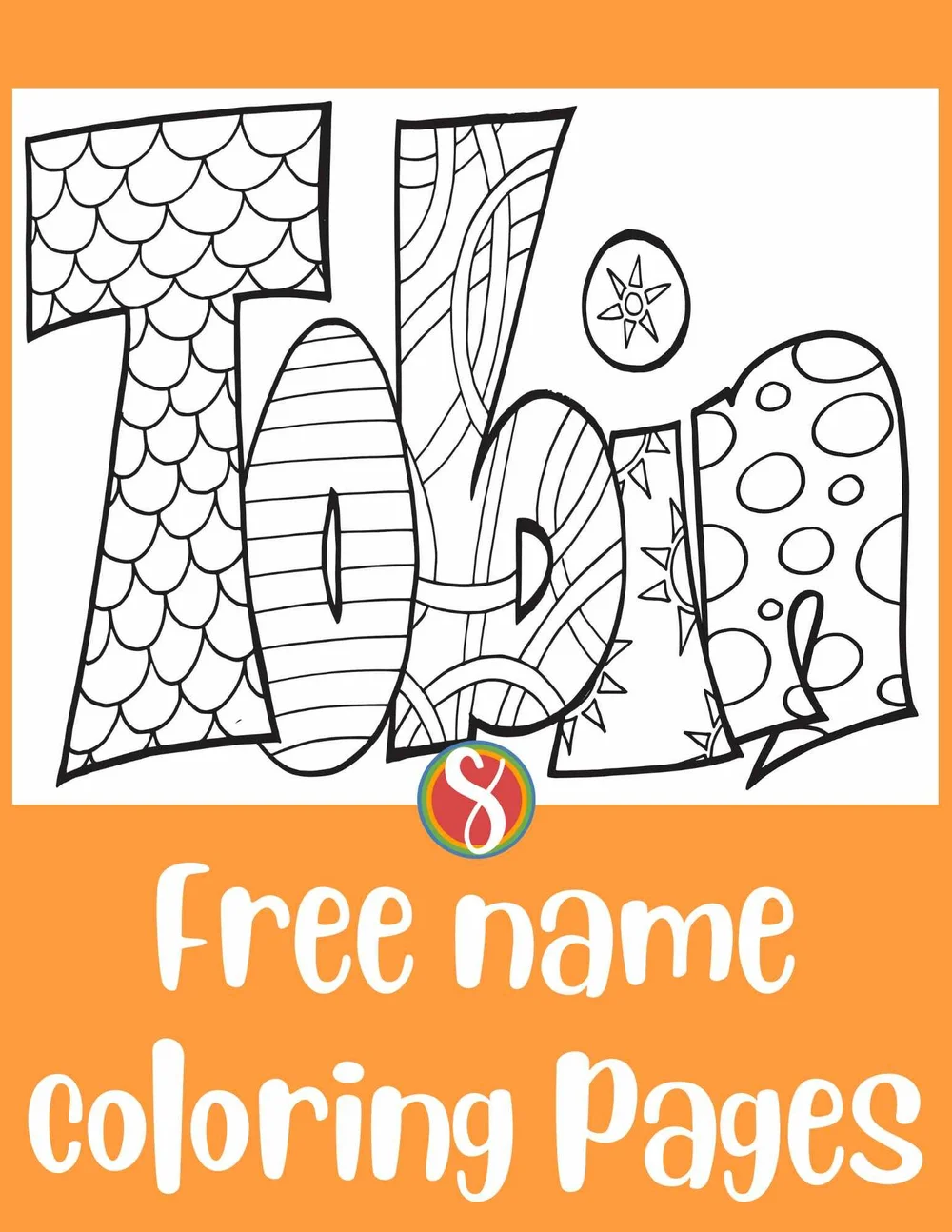 Free TOBIN Name Coloring Page — Stevie Doodles
