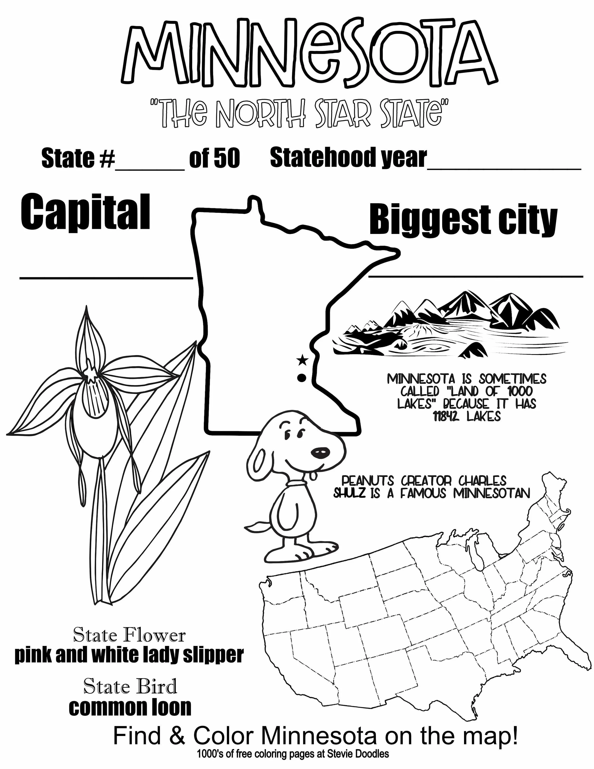 Free Minnesota Coloring Pages — Stevie Doodles