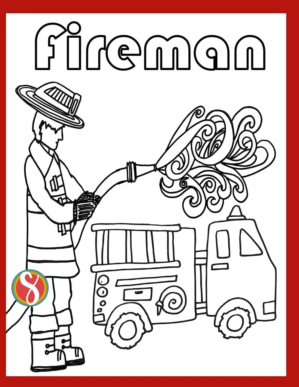 Free Fireman & Firetruck Coloring Pages — Stevie Doodles