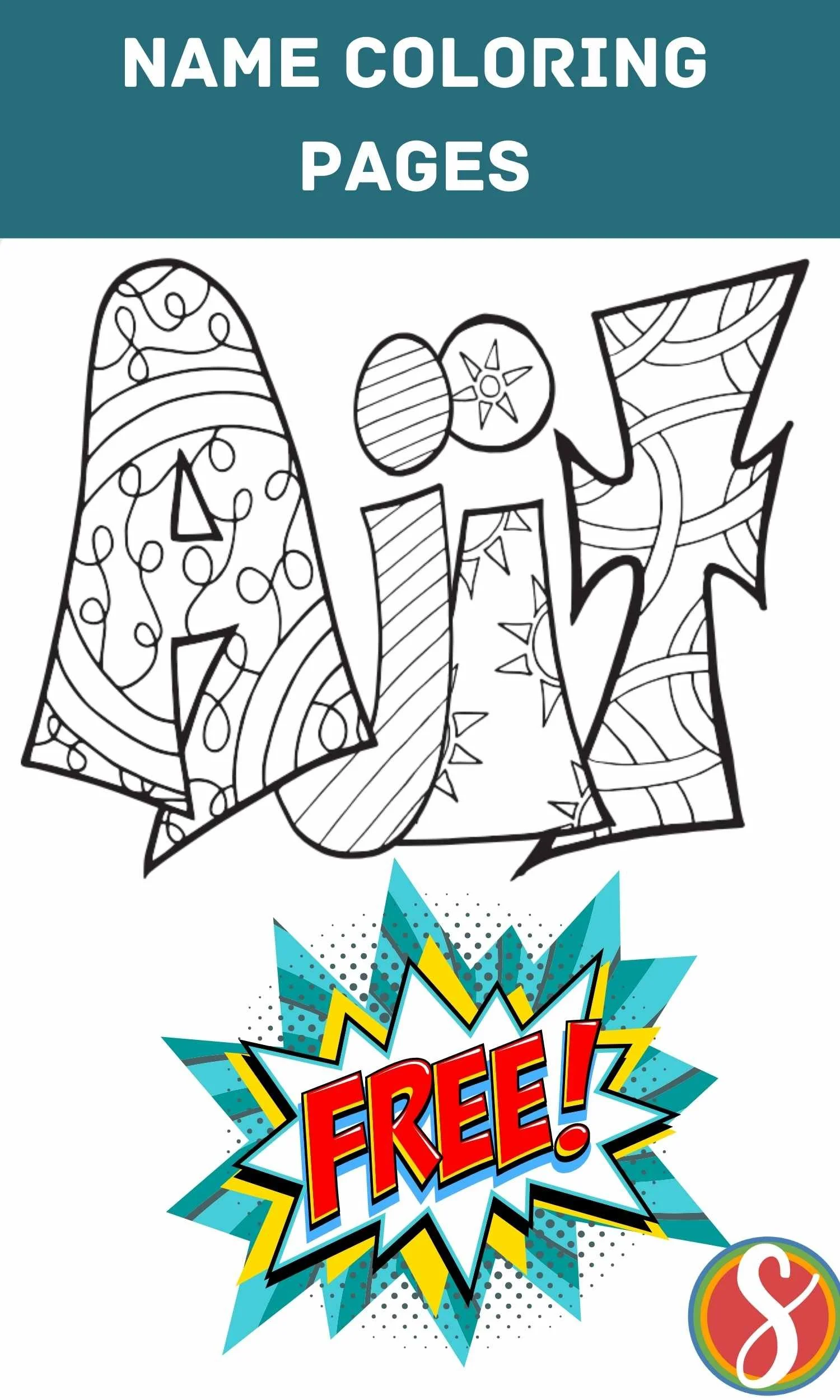 AJIT Free Name Coloring Page — Stevie Doodles