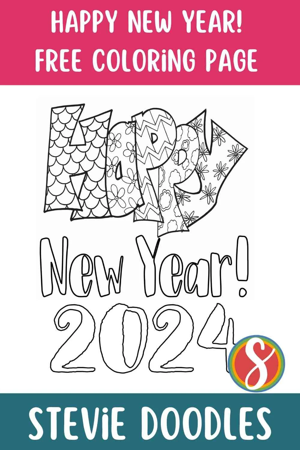 Free Happy New Years Coloring Pages — Stevie Doodles