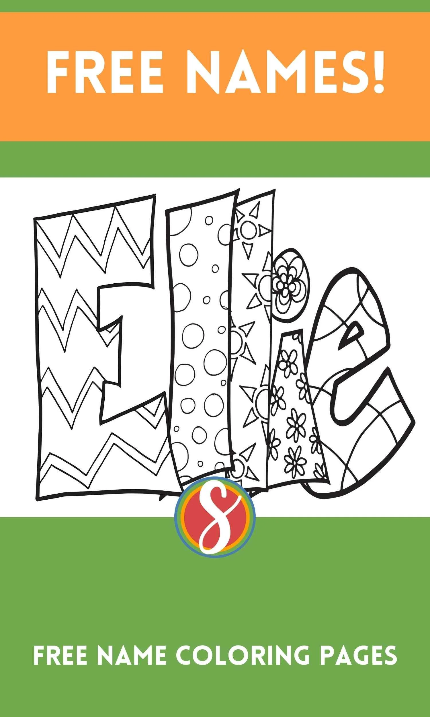 Free ELLIE Name Coloring Page Printable — Stevie Doodles